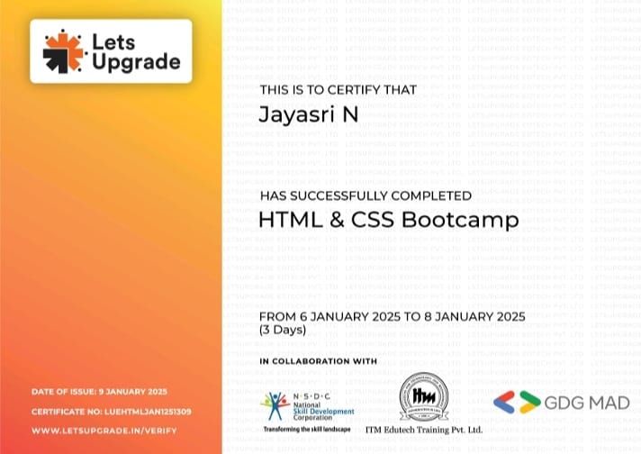 #webdevelopment #html #css #letsupgrade #learningjourney | Jayasri N #webdevelopment #html #css #letsupgrade #learningjourney | Jayasri N