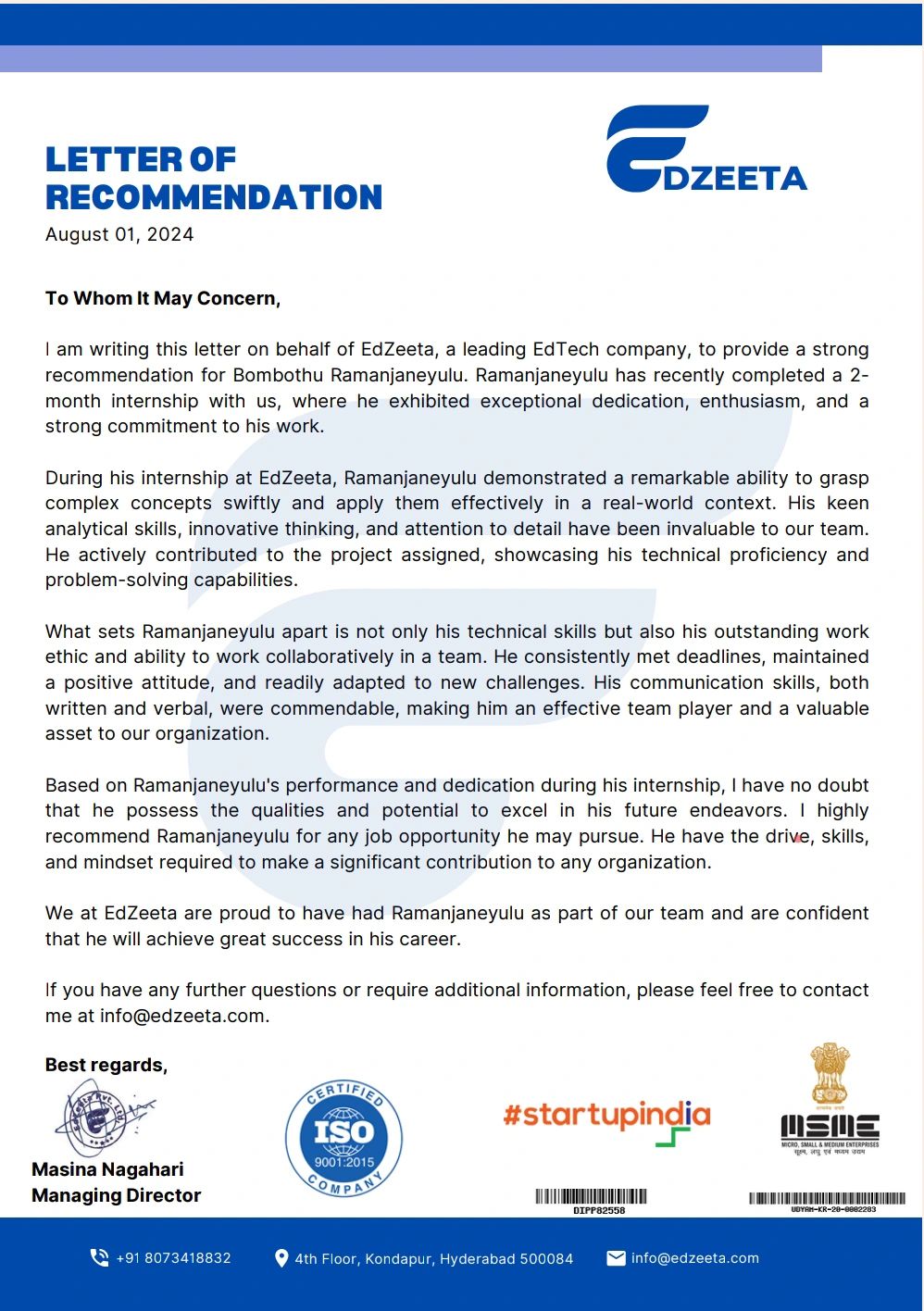 Bombothu Ramanjaneyulu on LinkedIn: #letterofrecommendation #ai # ... Bombothu Ramanjaneyulu on LinkedIn: #letterofrecommendation #ai # ...