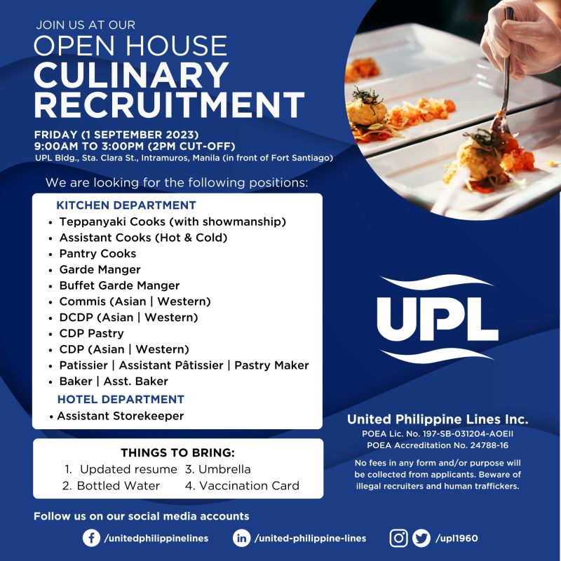 UNITED PHILIPPINE LINES, INC. (UPL Recruitment) on LinkedIn: UNITED ... UNITED PHILIPPINE LINES, INC. (UPL Recruitment) on LinkedIn: UNITED ...