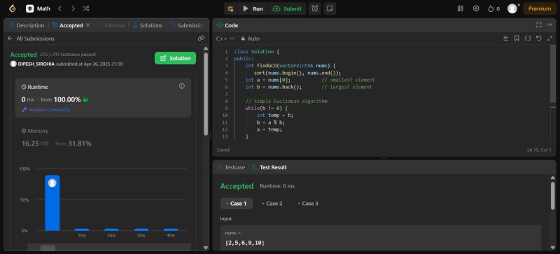 #100daysleetcode #100daysofcode #leetcode #gcd #arrayproblems… | Dipesh ... #100daysleetcode #100daysofcode #leetcode #gcd #arrayproblems… | Dipesh ...