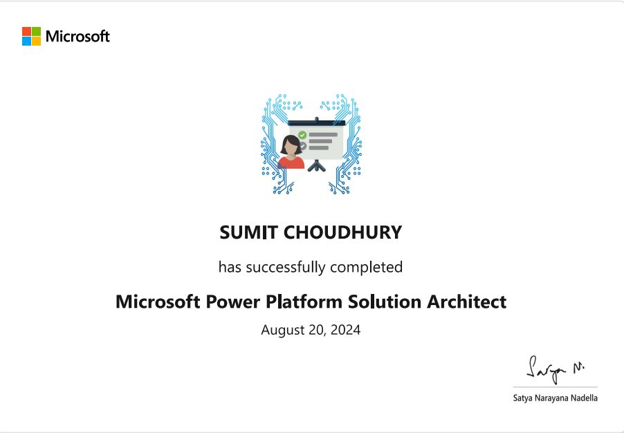 Sumit Choudhury on LinkedIn: Microsoft Power Platform Solution Architect Sumit Choudhury on LinkedIn: Microsoft Power Platform Solution Architect