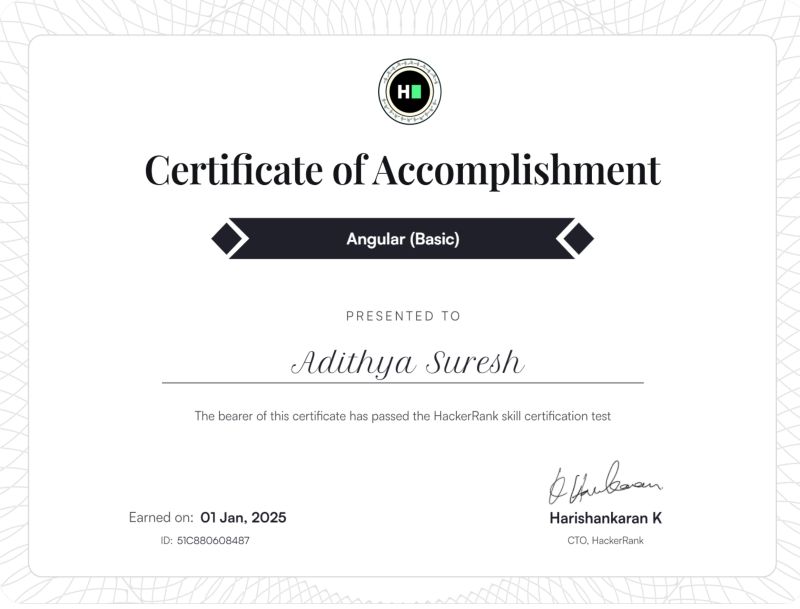 Adithya Suresh on LinkedIn: #angular #hackerrank #certification # ... Adithya Suresh on LinkedIn: #angular #hackerrank #certification # ...