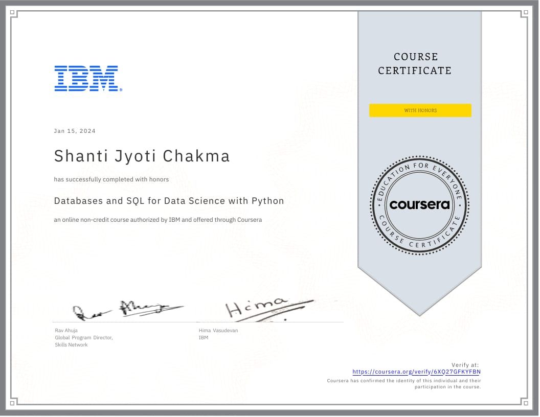 Completed Databases and SQL with Python | Shanti jyoti Chakma posted on ... Completed Databases and SQL with Python | Shanti jyoti Chakma posted on ...