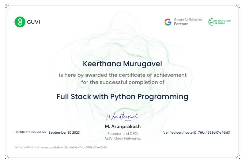 Keerthana Murugavel on LinkedIn: #guvi Keerthana Murugavel on LinkedIn: #guvi