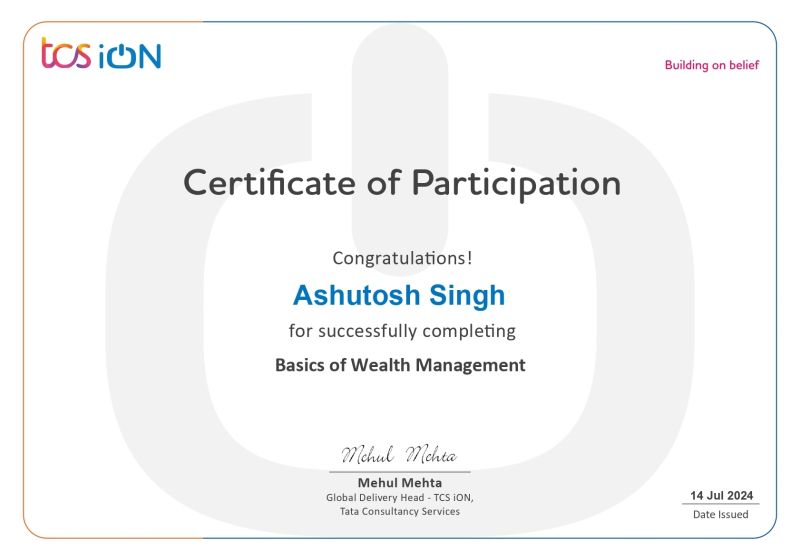 Completed Wealth Management course! | Ashutosh Singh posted on the ... Completed Wealth Management course! | Ashutosh Singh posted on the ...