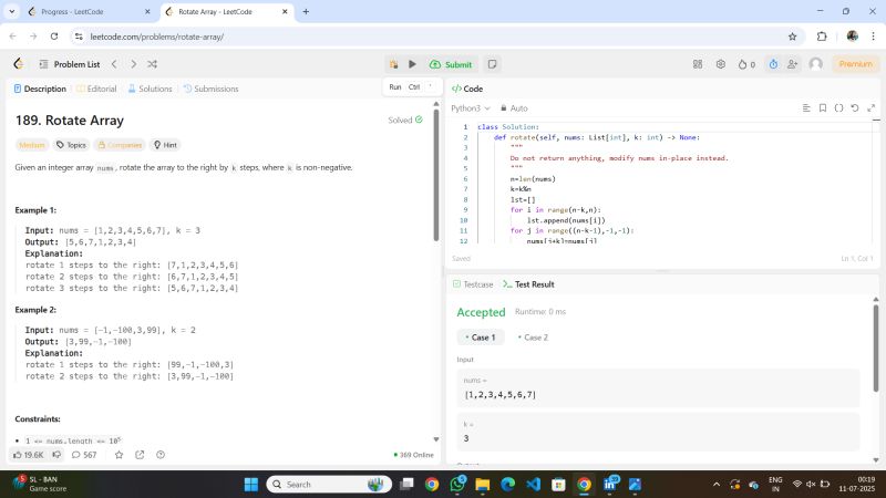 Solved 189. Rotate Array problem in #LeetCode with Python | Kavya ... Solved 189. Rotate Array problem in #LeetCode with Python | Kavya ...