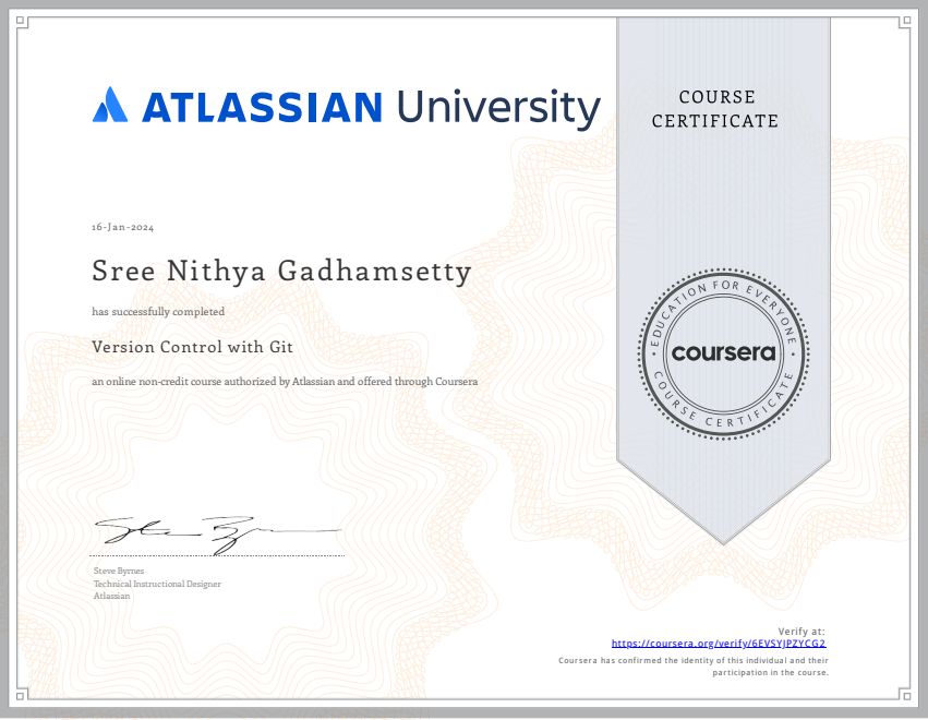 Completing Git course on Coursera | SREE NITHYA G posted on the topic ... Completing Git course on Coursera | SREE NITHYA G posted on the topic ...