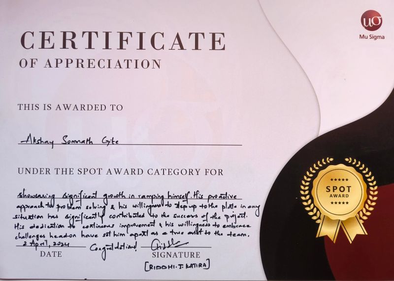 #spotaward #musigma | akshay gite #spotaward #musigma | akshay gite