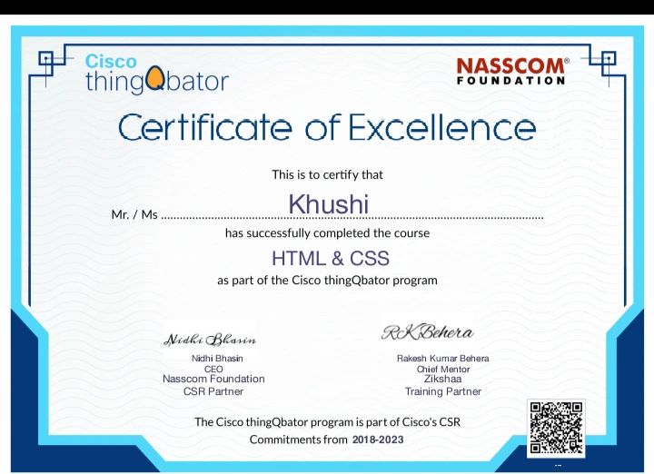 Khushi Kaushik on LinkedIn: Certificate of Excellence in HTML and CSS 🎉 ... Khushi Kaushik on LinkedIn: Certificate of Excellence in HTML and CSS 🎉 ...