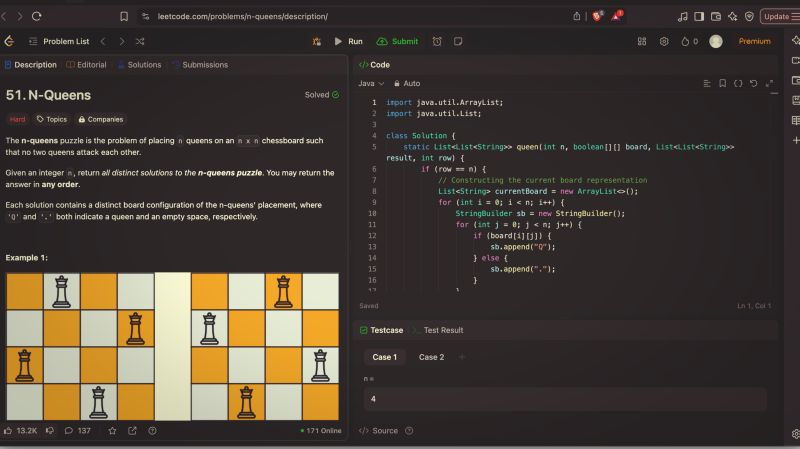 #100daysofcode #leetcode #nqueens #backtracking #recursion #java #dsa ... #100daysofcode #leetcode #nqueens #backtracking #recursion #java #dsa ...