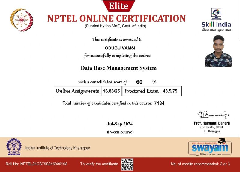 Odugu Vamsi on LinkedIn: #nptel #databasemanagement #sql # ... Odugu Vamsi on LinkedIn: #nptel #databasemanagement #sql # ...
