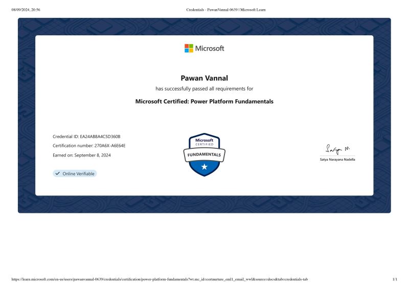 Pawan Vannal on LinkedIn: #microsoftpowerplatform #certified #lowcode # ... Pawan Vannal on LinkedIn: #microsoftpowerplatform #certified #lowcode # ...