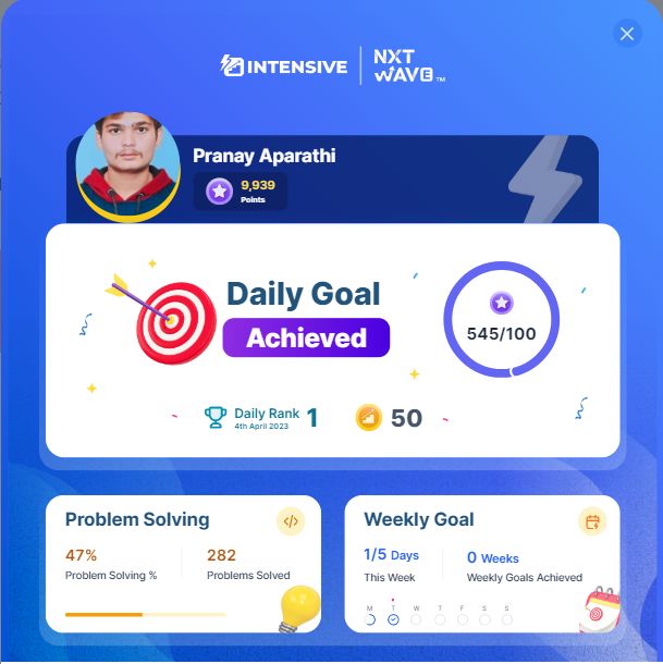 Pranay Aparathi on LinkedIn: #learningprogress #nxtwave #ccbp #consistency Pranay Aparathi on LinkedIn: #learningprogress #nxtwave #ccbp #consistency