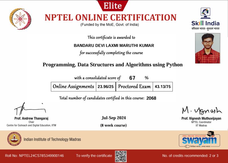 Maruthi Kumar on LinkedIn: #nptel #pythonprogramming #algorithms # ... Maruthi Kumar on LinkedIn: #nptel #pythonprogramming #algorithms # ...