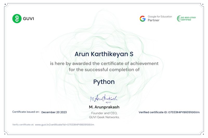Arun Karthikeyan S on LinkedIn: #learningjourney #guviiitm #guvi # ... Arun Karthikeyan S on LinkedIn: #learningjourney #guviiitm #guvi # ...