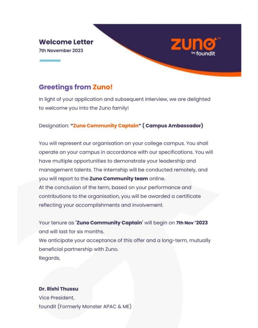 MANJUNATH YANDURI on LinkedIn: #zunobyfoundit #zuno # ... MANJUNATH YANDURI on LinkedIn: #zunobyfoundit #zuno # ...