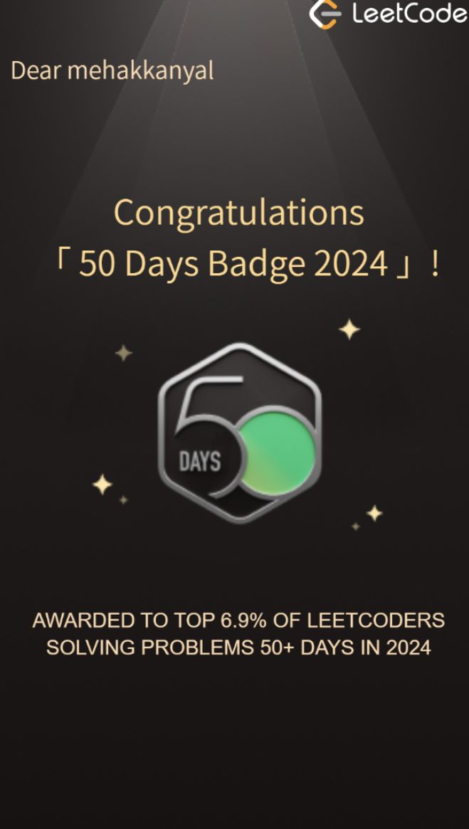 Mehak Kanyal on LinkedIn: #leetcode #dsa #codingachievement # ... Mehak Kanyal on LinkedIn: #leetcode #dsa #codingachievement # ...