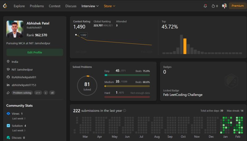 Starting my 75-day Code Challenge on LeetCode | Abhishek Patel posted ... Starting my 75-day Code Challenge on LeetCode | Abhishek Patel posted ...