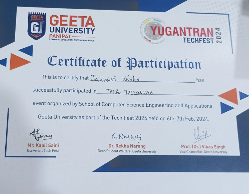 Jahnavi Sinha on LinkedIn: #geetauniversity #yugantran #technicaltest # ... Jahnavi Sinha on LinkedIn: #geetauniversity #yugantran #technicaltest # ...