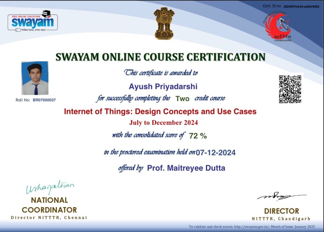 Ayush Priyadarshi on LinkedIn: #iot #certification #continuouslearning ... Ayush Priyadarshi on LinkedIn: #iot #certification #continuouslearning ...