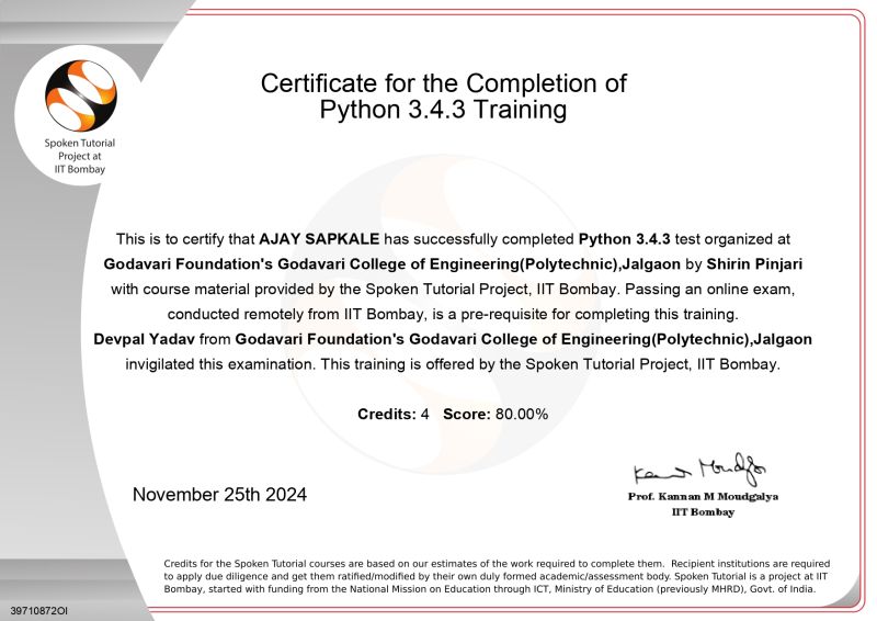Ajay Sapkale on LinkedIn: #python #certification #iitbombay # ... Ajay Sapkale on LinkedIn: #python #certification #iitbombay # ...
