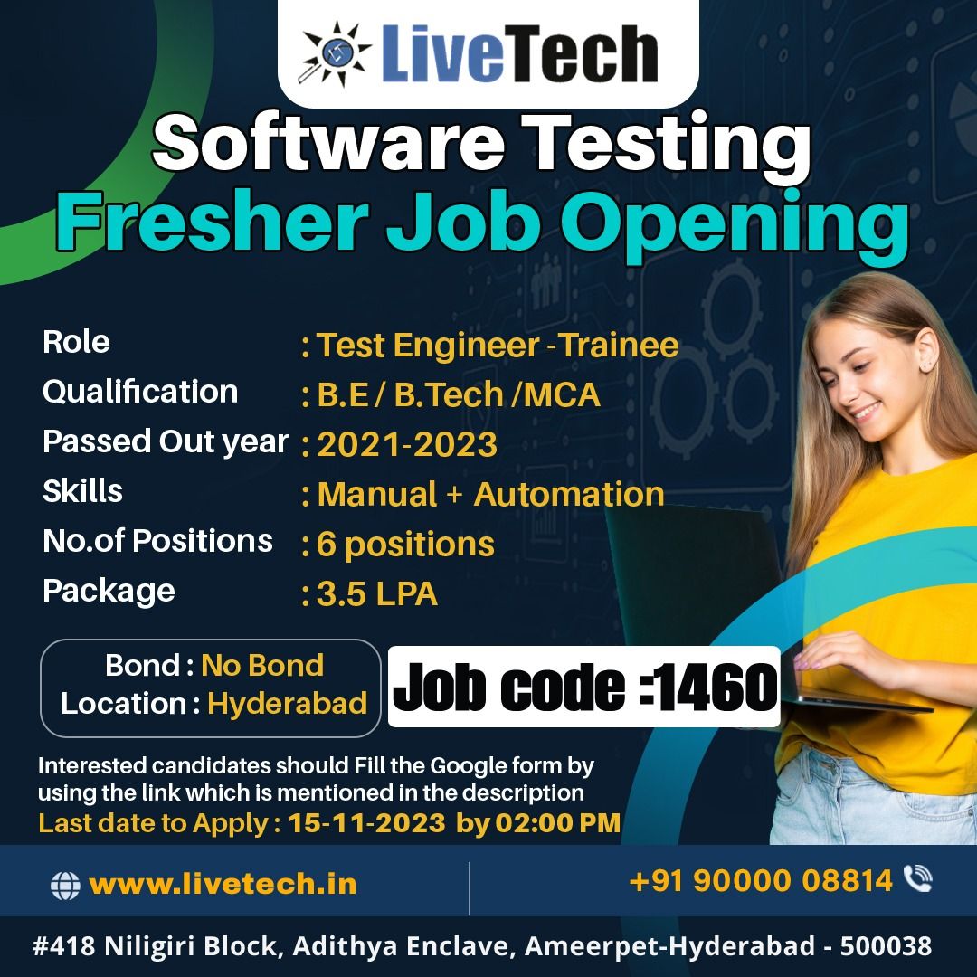 LiveTech QA on LinkedIn: Fresher Job Opening Please click open the ... LiveTech QA on LinkedIn: Fresher Job Opening Please click open the ...