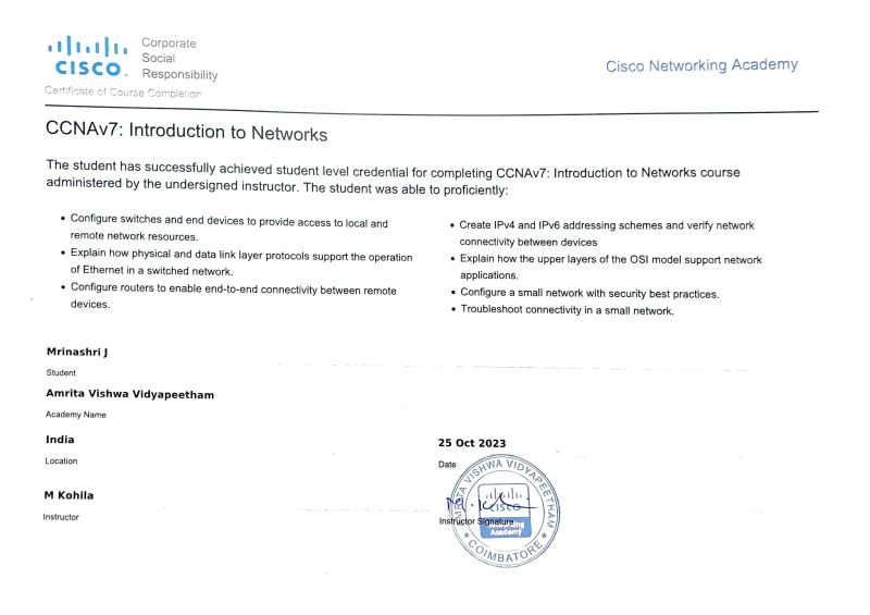 Mrinashri J on LinkedIn: #cisco #ccna #ciscocertified #networking # ... Mrinashri J on LinkedIn: #cisco #ccna #ciscocertified #networking # ...