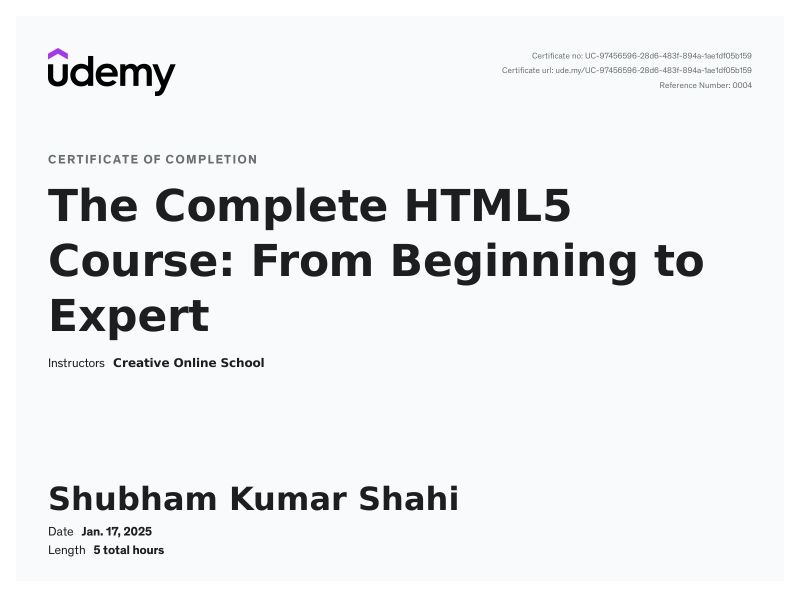 Shubham Kumar Shahi on LinkedIn: #html5 #webdevelopment #udemy # ... Shubham Kumar Shahi on LinkedIn: #html5 #webdevelopment #udemy # ...