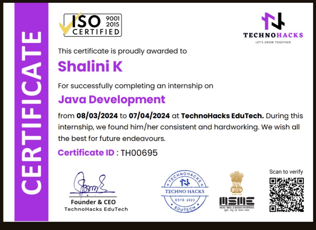#virtualinternship #javaprogramming #certificateofcompletion… | SHALINI K #virtualinternship #javaprogramming #certificateofcompletion… | SHALINI K
