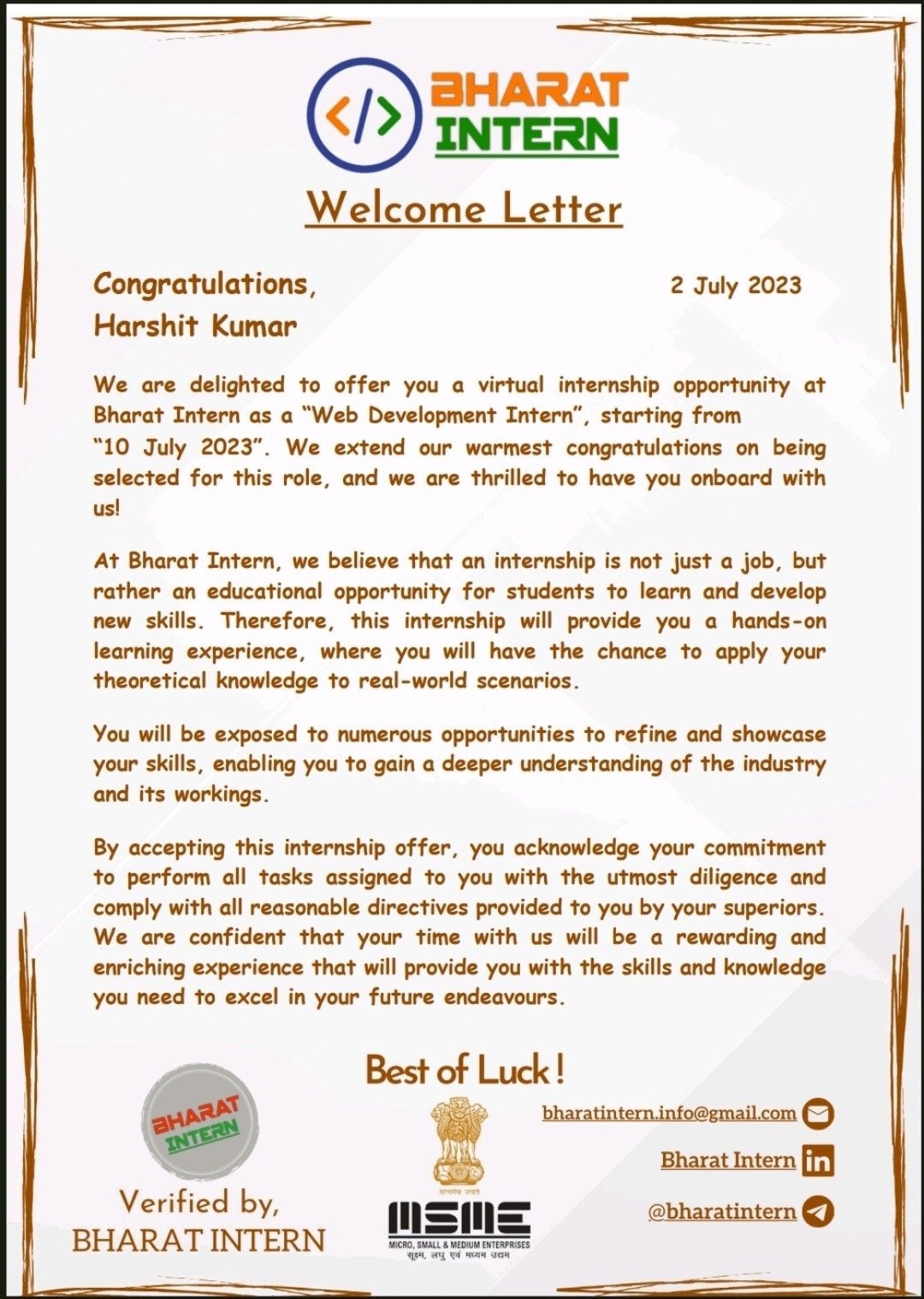 Harshit Kumar on LinkedIn: #internship #webdevelopment #bharatintern # ... Harshit Kumar on LinkedIn: #internship #webdevelopment #bharatintern # ...