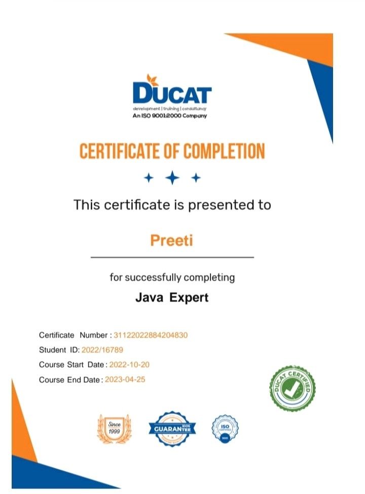 Preeti vats on LinkedIn: #ducat #certificateofcompletion | 10 comments Preeti vats on LinkedIn: #ducat #certificateofcompletion | 10 comments