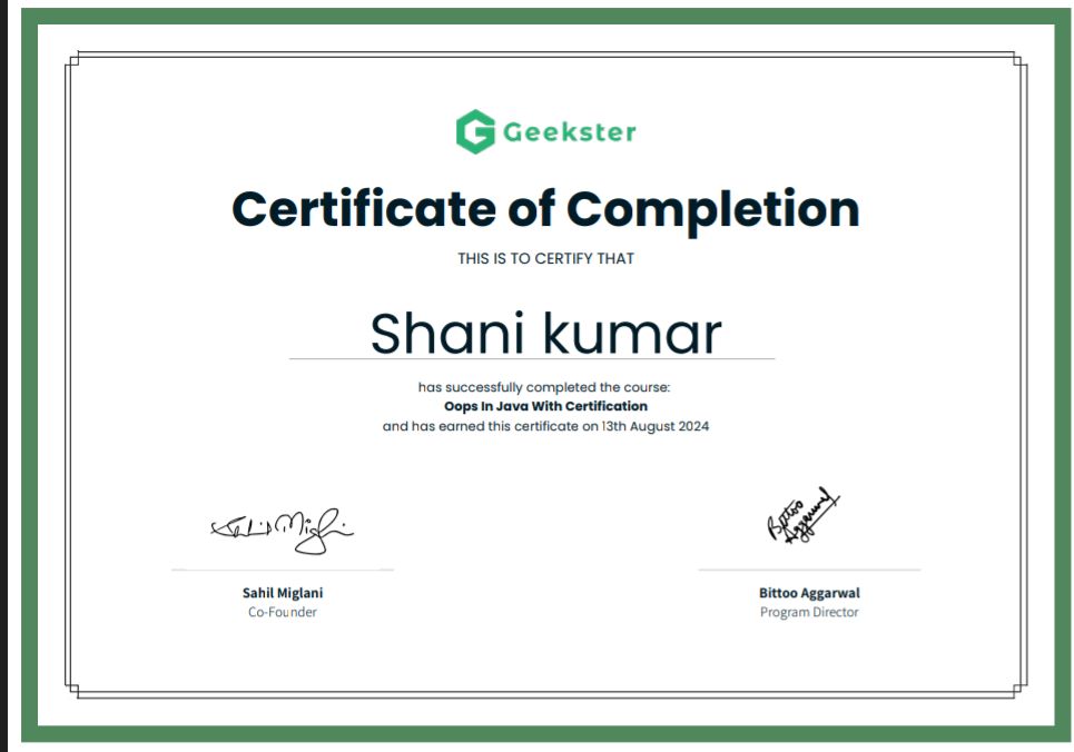 Shani Kumar on LinkedIn: #java #programming #learning #certification # ... Shani Kumar on LinkedIn: #java #programming #learning #certification # ...