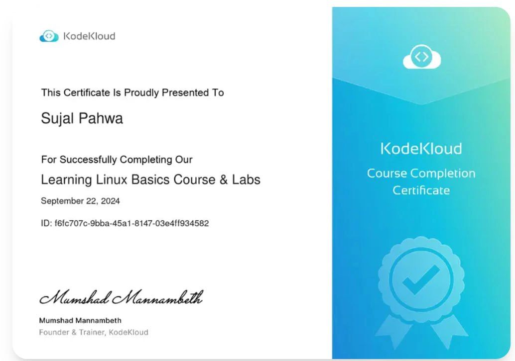 Sujal Pahwa on LinkedIn: #linux #kodekloud #learningjourney # ... Sujal Pahwa on LinkedIn: #linux #kodekloud #learningjourney # ...