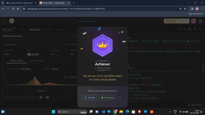 Achieved Achiever Badge at Coding Ninjas Studio | Rahul Poddar posted ... Achieved Achiever Badge at Coding Ninjas Studio | Rahul Poddar posted ...