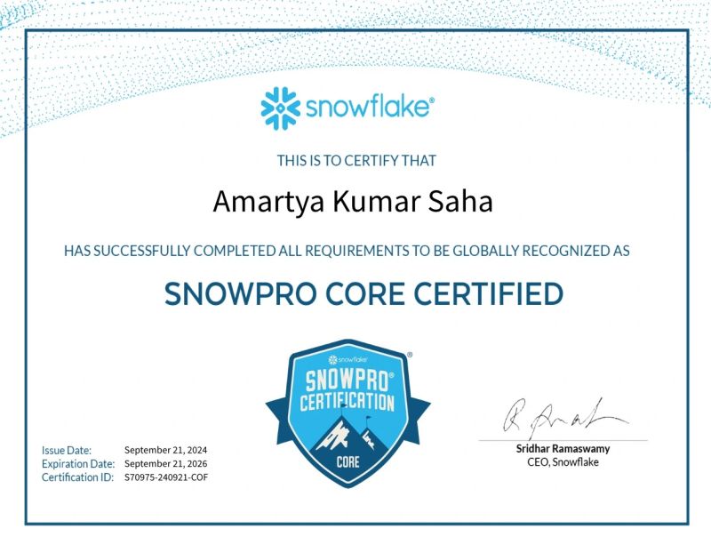 Amartya Kumar Saha on LinkedIn: #snowpro #snowflake #dataengineering # ... Amartya Kumar Saha on LinkedIn: #snowpro #snowflake #dataengineering # ...
