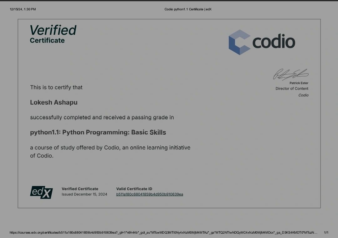 Ashapu Lokesh on LinkedIn: Python Programming: Basic skills I am very ... Ashapu Lokesh on LinkedIn: Python Programming: Basic skills I am very ...