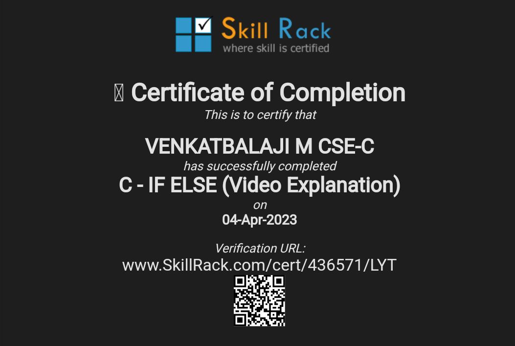 Venkatbalaji M on LinkedIn: #coding #cprogramming #skillrack Venkatbalaji M on LinkedIn: #coding #cprogramming #skillrack