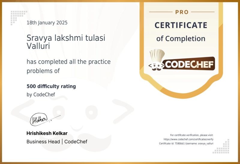 Sravya Valluri on LinkedIn: #coding #codechef #problemsolving #learning ... Sravya Valluri on LinkedIn: #coding #codechef #problemsolving #learning ...