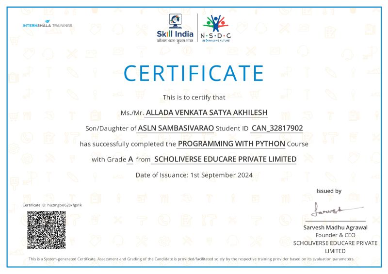 #python #programming #certification #skilldevelopment | ALLADA VENKATA ... #python #programming #certification #skilldevelopment | ALLADA VENKATA ...