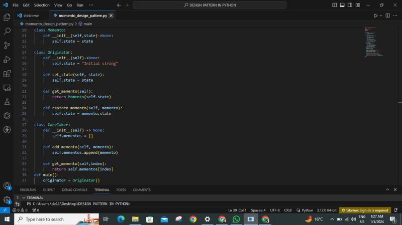 How to create a memento design pattern in Python | Nirban Mitra (Joy ... How to create a memento design pattern in Python | Nirban Mitra (Joy ...