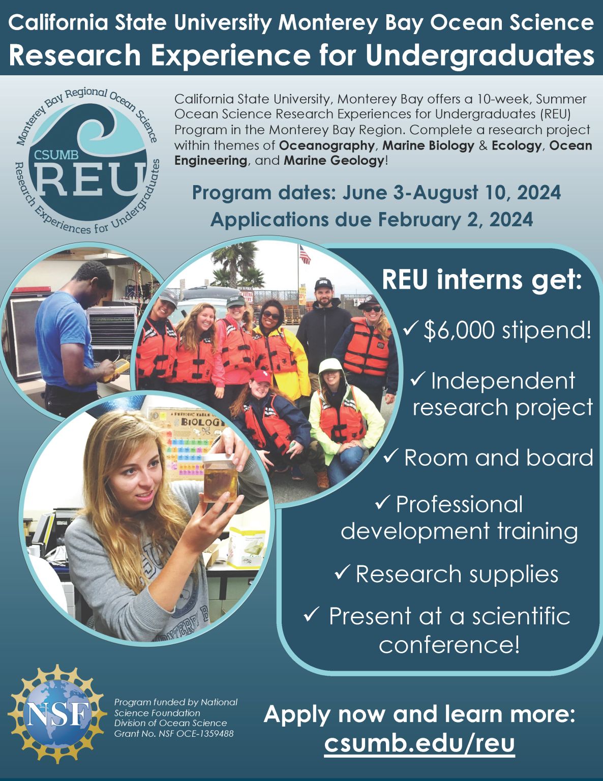 CSUMB Ocean Science REU Program on LinkedIn: Applications are open for ... CSUMB Ocean Science REU Program on LinkedIn: Applications are open for ...