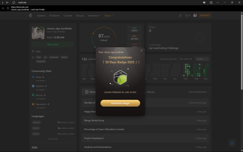 #leetcode #50daysstreak #codingjourney #problemsolving… | Charan teja ... #leetcode #50daysstreak #codingjourney #problemsolving… | Charan teja ...