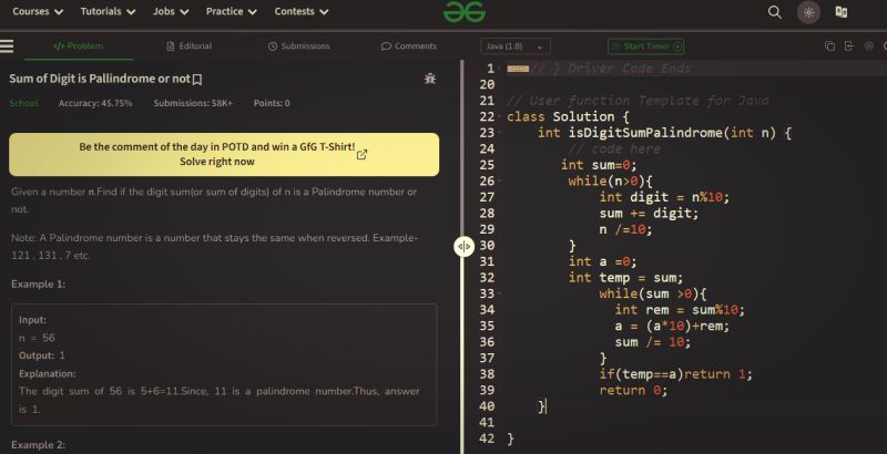 Coding Challenge: Sum of Digit is Pallindrome | Vibishraj G posted on ... Coding Challenge: Sum of Digit is Pallindrome | Vibishraj G posted on ...