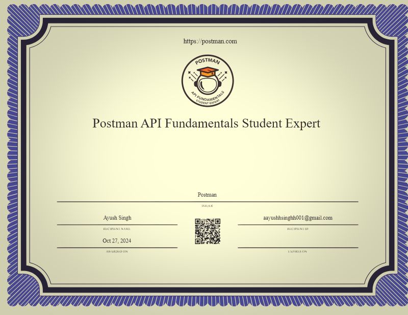 Ayush Singh on LinkedIn: #postman #api #certification #techjourney # ... Ayush Singh on LinkedIn: #postman #api #certification #techjourney # ...