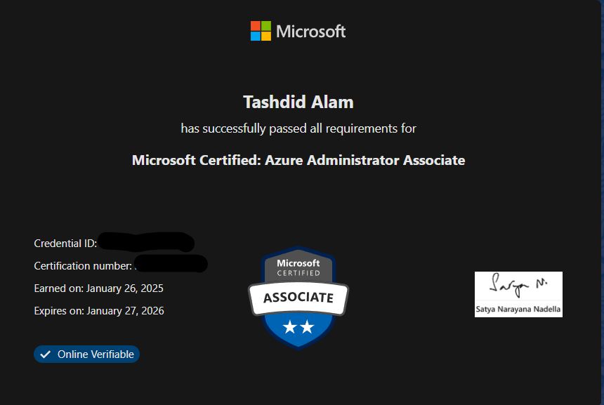 #microsoftcertified #az104 #azureadministrator | Tashdid Alam | 18 comments #microsoftcertified #az104 #azureadministrator | Tashdid Alam | 18 comments
