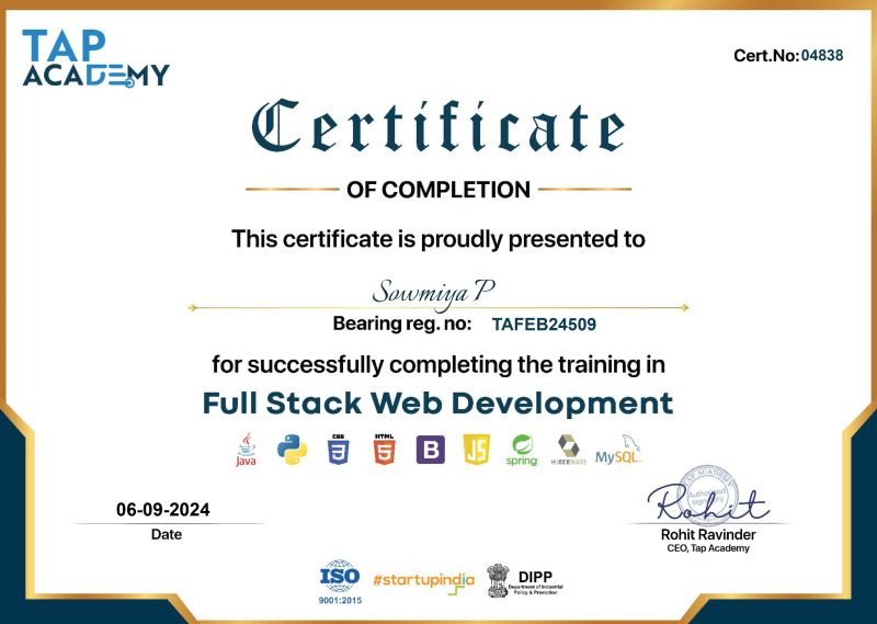 Sowmiya P on LinkedIn: #javafullstack #fullstack #coding #development # ... Sowmiya P on LinkedIn: #javafullstack #fullstack #coding #development # ...
