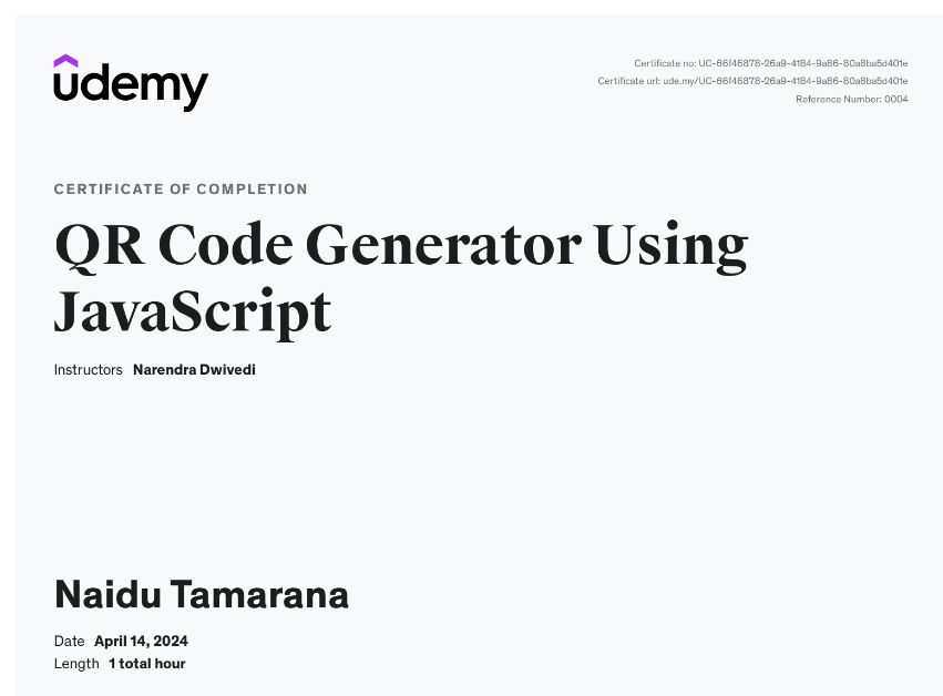 NAIDU TAMARANA on LinkedIn: #javascript #qrcode #webdevelopment #udemy ... NAIDU TAMARANA on LinkedIn: #javascript #qrcode #webdevelopment #udemy ...