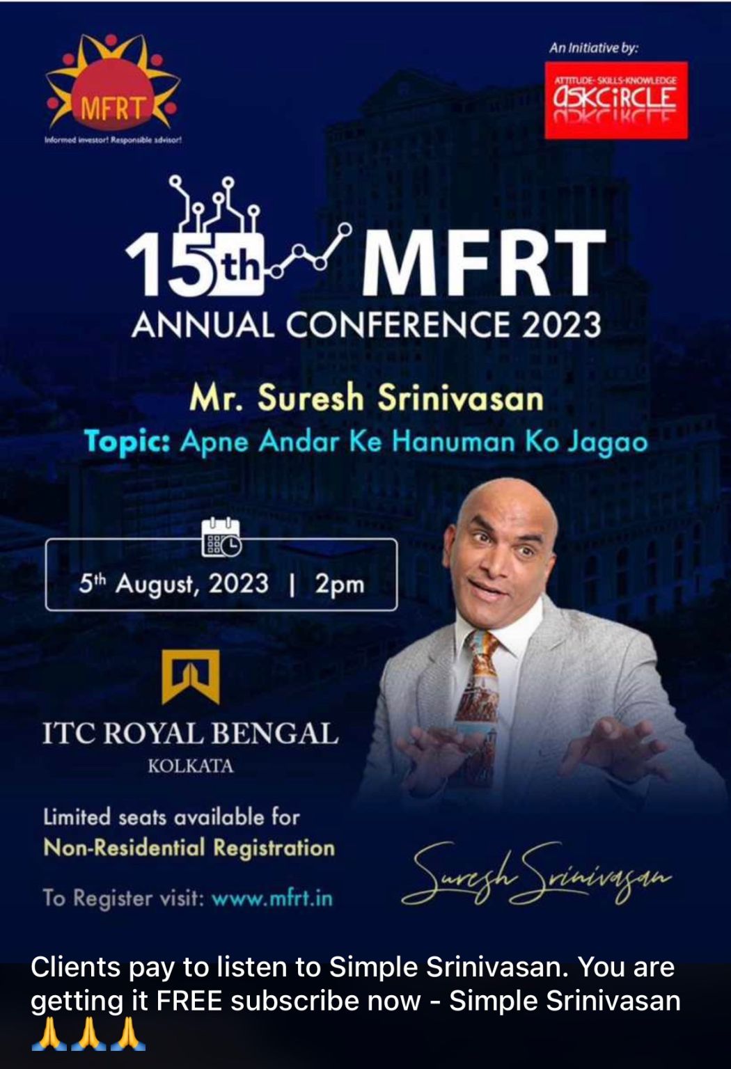 Suresh Srinivasan on LinkedIn: Just a week to go. Getting butterflies ... Suresh Srinivasan on LinkedIn: Just a week to go. Getting butterflies ...