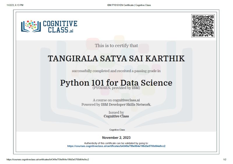 Completed Python course! 🎓 | Tangirala Satya Sai Karthik posted on the ... Completed Python course! 🎓 | Tangirala Satya Sai Karthik posted on the ...