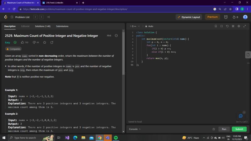Shohib Khan on LinkedIn: Day (20/100) * Of Code: - QUE:-2529. Maximum ... Shohib Khan on LinkedIn: Day (20/100) * Of Code: - QUE:-2529. Maximum ...